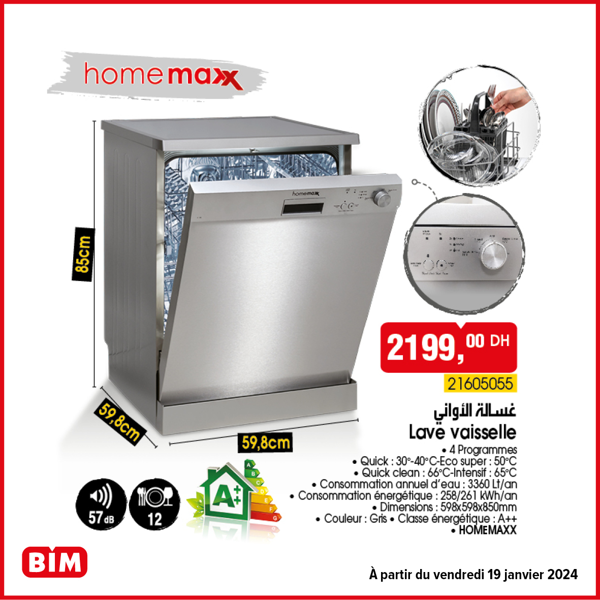 Promotion Bim 19 Janvier 2024 Lave Vaisselle HomeMax
